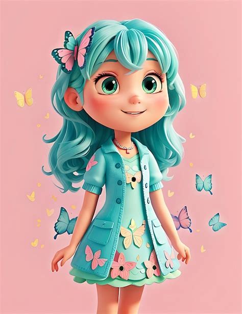 Premium Photo 3d Girl Surrounded By Flowers Butterfly Lover