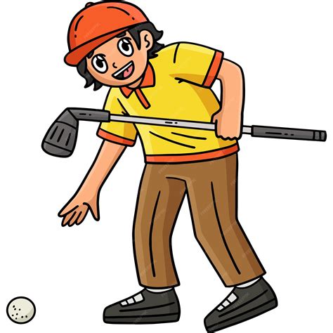 Premium Vector Golf Golfer Picking Up Ball Cartoon Clipart