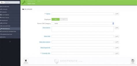 hostknox prestashop 1 5 1 6 cms pages tutorial