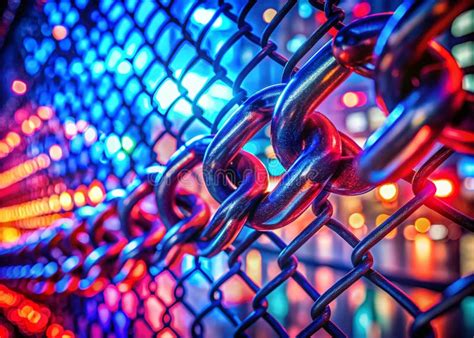 Dynamic Interconnected Network Abstract Design Blends Blue And Red Lights In A Double Exposure