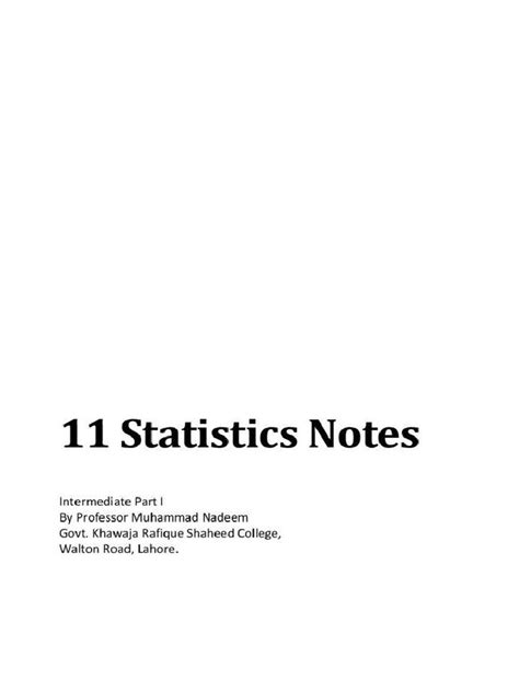 11 Statistics Notes Pdf