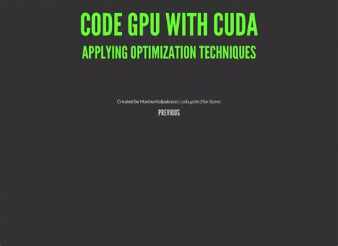 Code Gpu With Cuda Applying Optimization Techniques Ppt