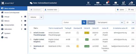 Talen Geïnstalleerd Joomla Documentation