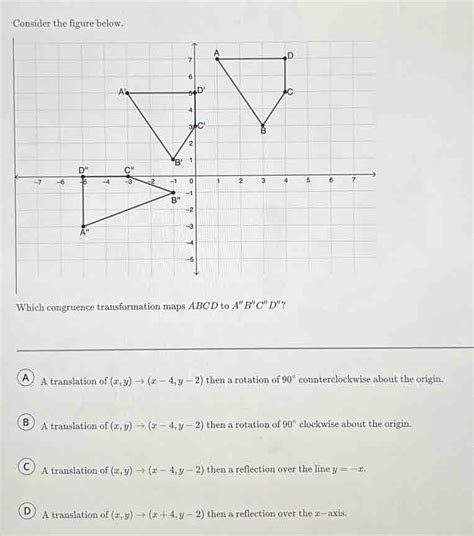Solved Consider The Figure Below Which Congruence Transformation Maps Abcd To Abcd A