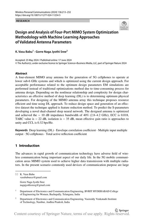 Design And Analysis Of Four Port Mimo System Optimization Methodology