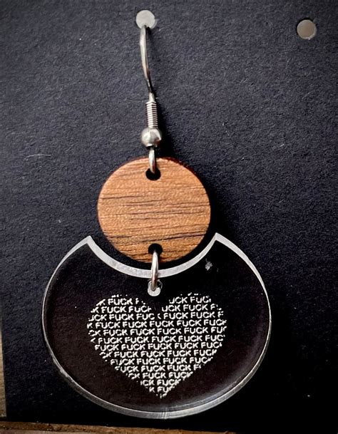 Svg Fuck Hidden In Heart Earring Files Hidden Words Heart Glowforge Digital Download