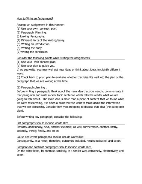 How To Write An Assignment How To Write An Assignment Arrange An Assignment In This Manner