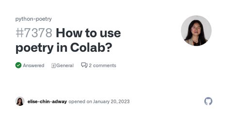 How To Use Poetry In Colab · Python Poetry · Discussion 7378 · Github