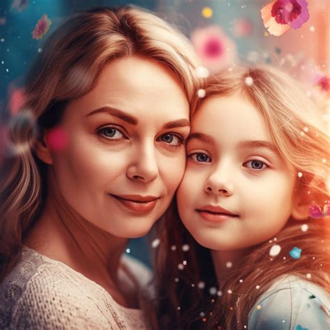 Premium Ai Image A Mother And Daughter Are Looking At The Camera