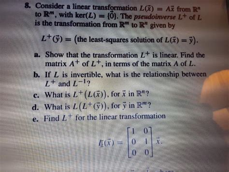 Solved Consider A Linear Transformation LG Ax From RM Chegg Com