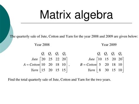 PPT Matrix Algebra PowerPoint Presentation Free Download ID