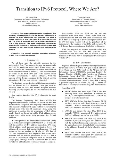 pdf transition to ipv6 protocol where we are