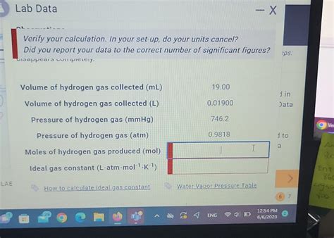 Solved Lab Data Verify Your Calculation In Your Set Up Do Chegg