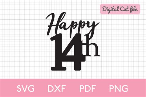 Happy 14th Birthday Topper Svg Laser Cut · Creative Fabrica