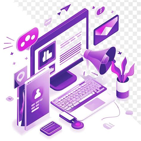 Premium Psd A Purple And Purple Computer Screen With A Webpage On The Top