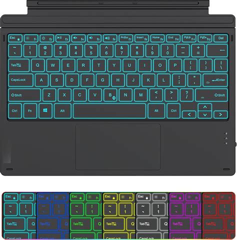 Fdqi 7 Color Backlit Surface Pro 7 Keyboard Rechargeable Bluetooth 5 0