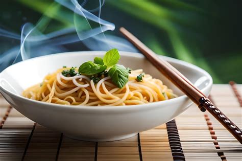 Premium Photo A Bowl Of Spaghetti With A Chopsticks On It