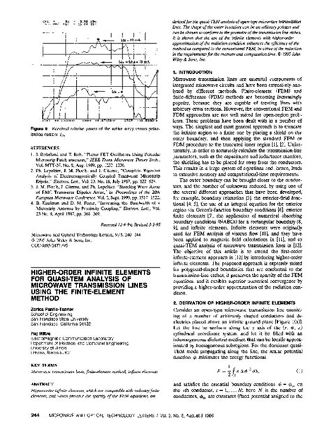 Pdf Higher Order Infinite Elements For Quasi Tem Analysis Of Microwave Transmission Lines
