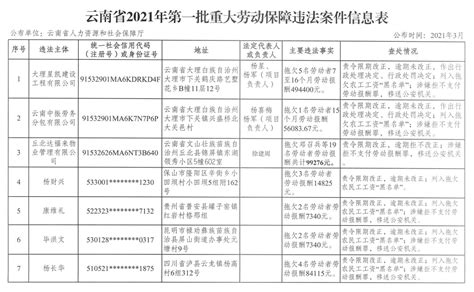 拖欠工资被列入黑名单云南公布一批重大劳动保障违法案件 信用