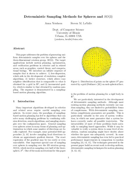 Pdf Deterministic Sampling Methods For Spheres And So3