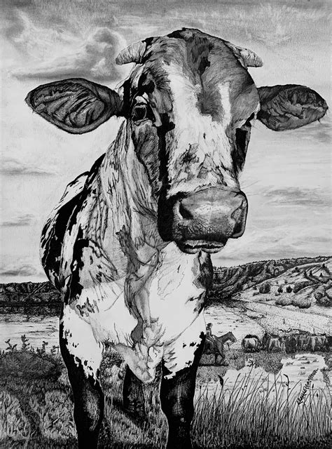 Realistic Cows Drawing Hereford Cow Pencil Drawing By Gemma Duffield