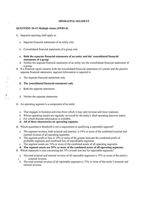 Operating Segment Conceptual Valix Operating Segment Question 20