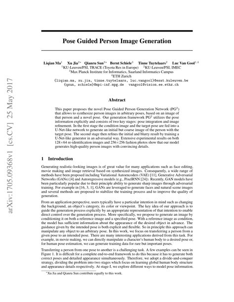 Pdf Pose Guided Person Image Generation