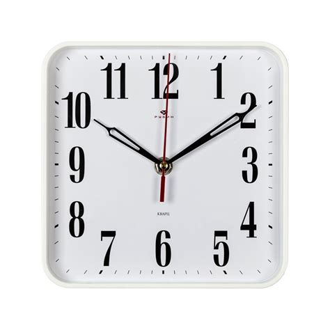 Часы настенные РУБИН 1918 102 с плавным ходом корпус белый Классика 19х19 см купить по