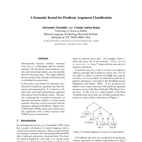 A Semantic Kernel For Predicate Argument Classification Acl Anthology