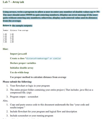 Solved Lab 7 Array Lab Using Arrays Write A Program To