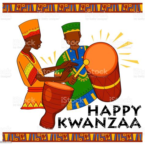 아프리카계 미국인 휴가 축제 축하를 위한 해피 콴자 인사 Kwanzaa에 대한 스톡 벡터 아트 및 기타 이미지 Kwanzaa