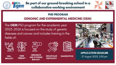 Open Call For Phd Program In Genomic And Experimental Medicine — Tigem