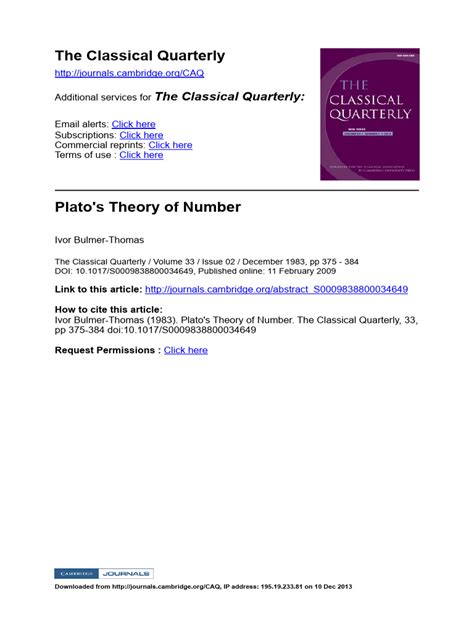 Platos Theory Of Number Pdf Numbers Euclid