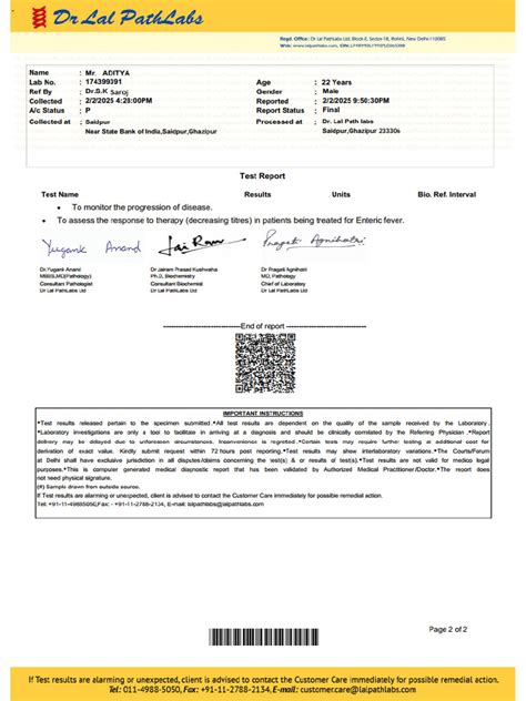 Dr Lal Path Labs Typhoid Pdf