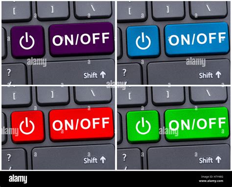 Laptop Button With On And Off Text As Start Or Shutdown Concept Stock Photo Alamy