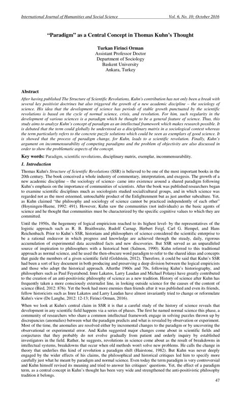 Pdf Paradigm As A Central Concept In Thomas Kuhns Thought