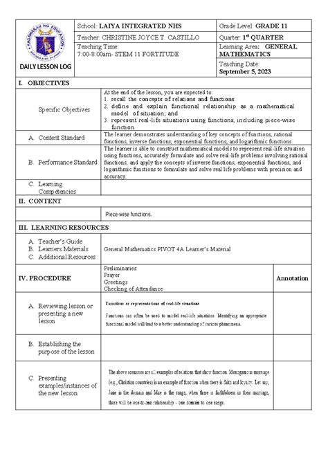 Piece Wise Functions 1 School Laiya Integrated Nhs Grade Level Grade 11 Teacher Christine