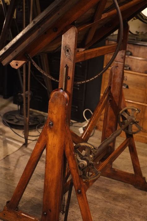 Ancienne04 Wooden Drafting Table With Gear Attachments