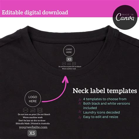 Neck Label Template For Clothing Brand T Shirt Tag Custom Clothing