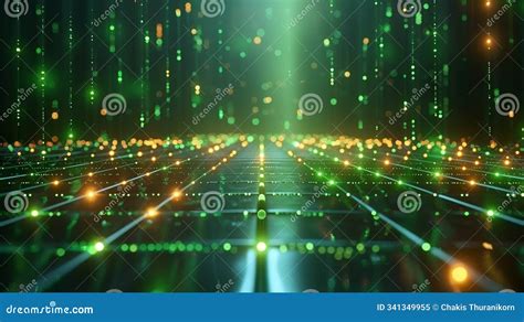 Matrix Green Background With Binary Code Shadow Digital Code In
