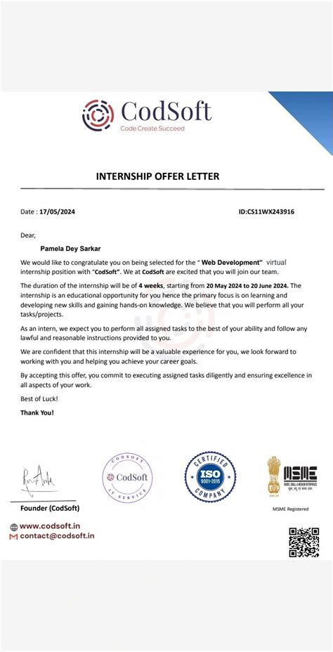 Pamela Dey Sarkar On Linkedin Codsoft Intern Webdevelopment Codsoft Project