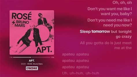 RosÉ And Bruno Mars Apt Lyrics Lyrics Hue Youtube