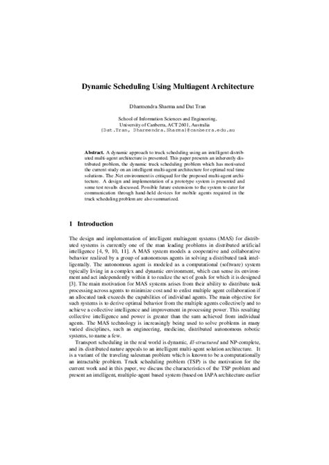 Pdf Dynamic Scheduling Using Multiagent Architecture