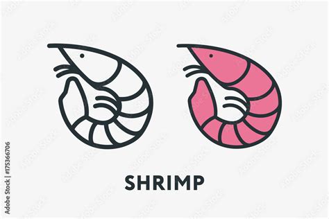 Shrimp Prawn Seafood Minimal Flat Line Outline Colorful And Stroke Icon