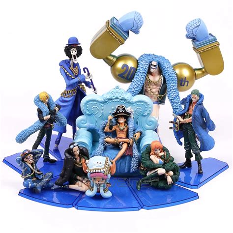 Anime One Piece 20th Anniversary Luffy Nami Zoro Sanji Usopp Robin Brook Chopper Franky Pvc