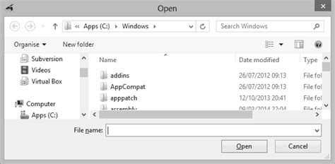The Open File Dialog Box
