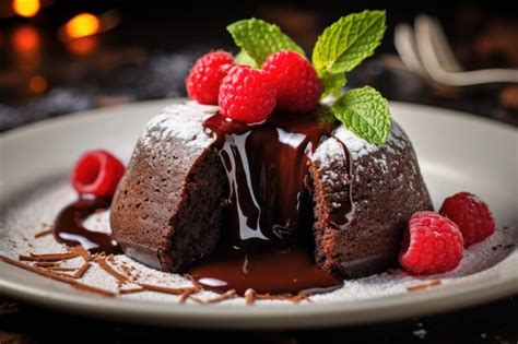 premium ai image indulgent lava cake sweet white food generate ai