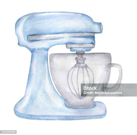 수채화 블루 믹서 클립 아트 휘핑 그림 손으로 그린 베이커기구 주방 클립 아트 빵 굽기 로고 디자인 수채화에 대한 스톡 벡터 아트 및 기타 이미지 Istock