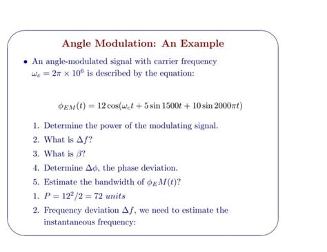 An Angle Modulated Signal Different Example Ppt