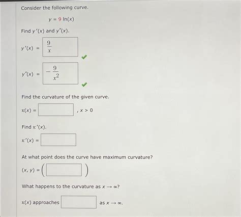 Solved Consider The Following Curve Y Ln X Find Y X And Chegg